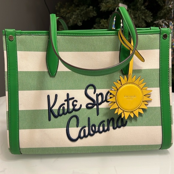kate spade | Bags | Kate Spade Cabana Green And White Striped Tote With ...